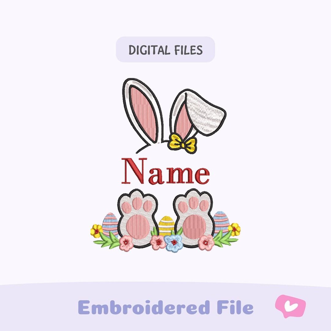 Personalized Kid Name Easter Bunny Ear Embroidery Design, Easter Name ...