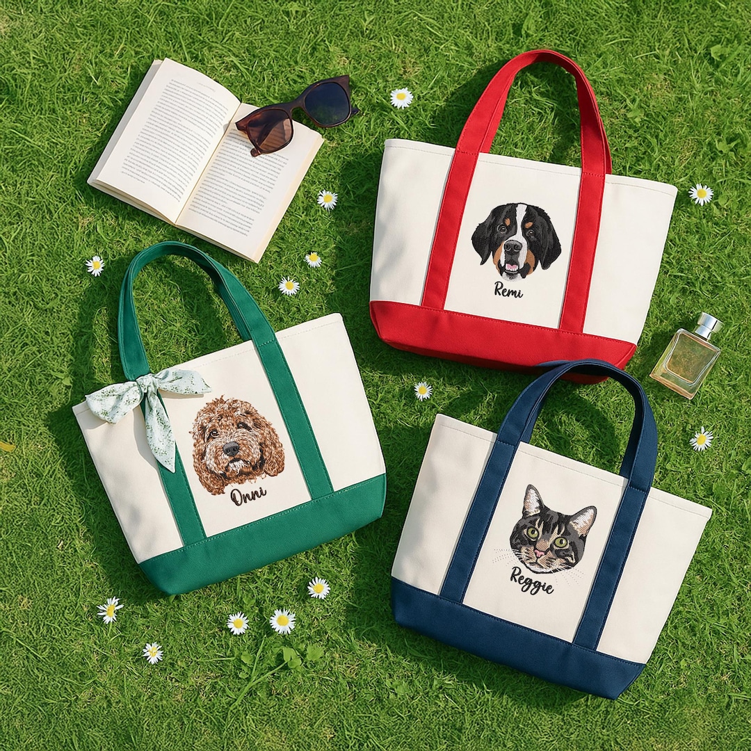 Design Your Dog Tote Bags, Personalized Boat Tote,custom Embroidered ...