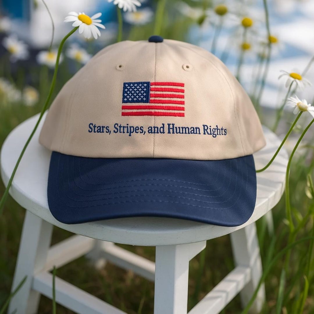 Embroidered Stars, Stripes, and Human Rights 2-toned Baseball Cap ...