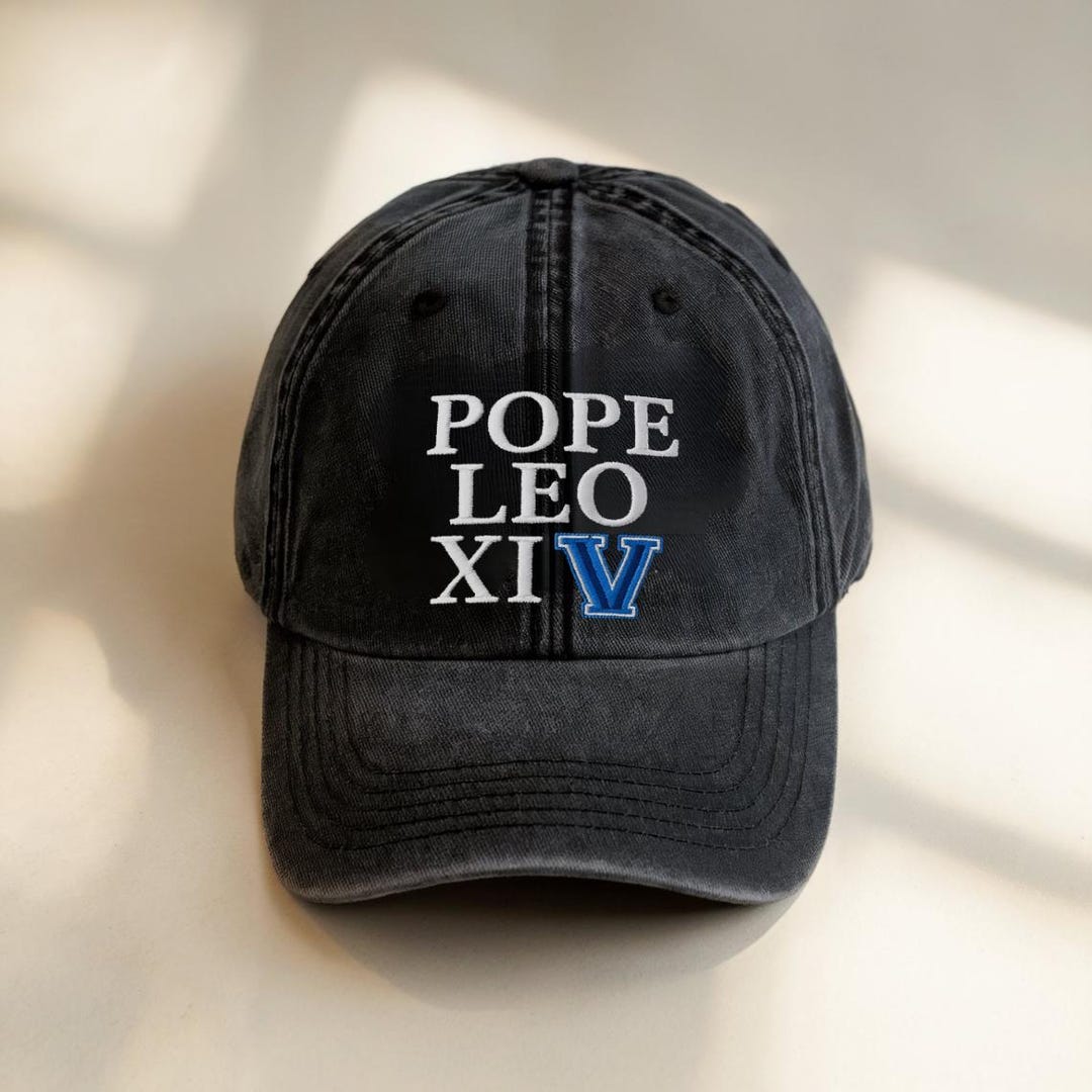 Embroidered Pope Leo XIV Pigment Dyed Hat, Pope Leo Villanova Hat ...