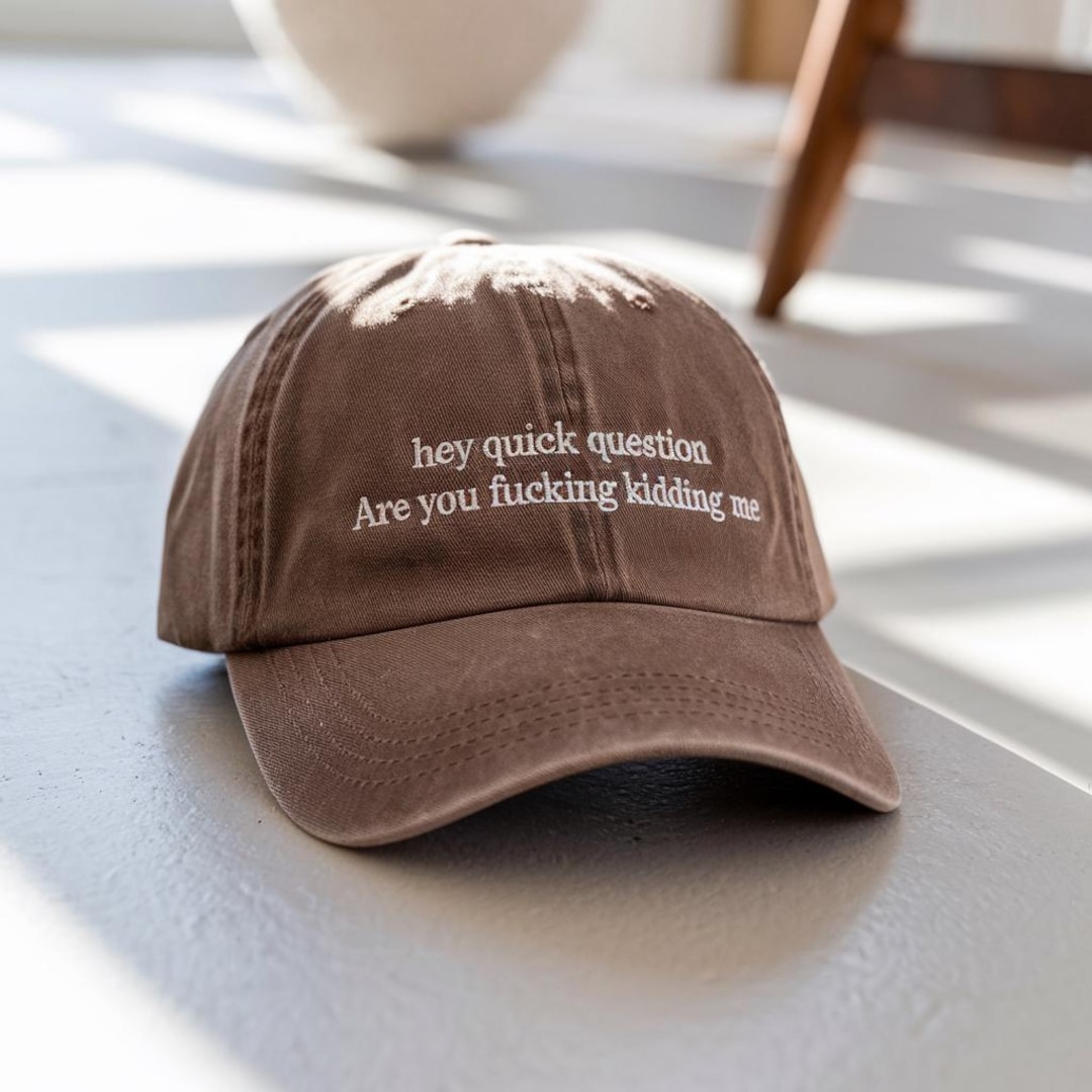 Embroidered Hey Quick Question Are You Kidding Me Hat, Funny Humor Hat ...