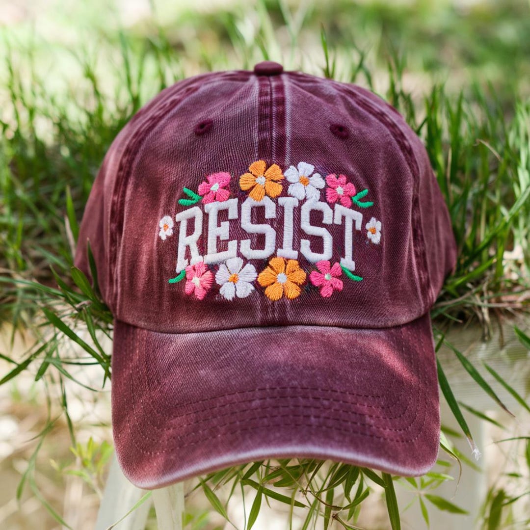 Embroidered Resist Vintage Washed Hat, Embroidered Feminist FDT ...