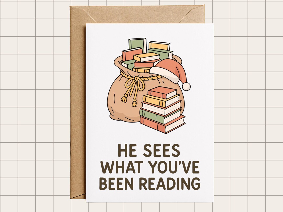 Bookish Christmas Card – Merry Bookmas, Funny Holiday Card for Readers ...