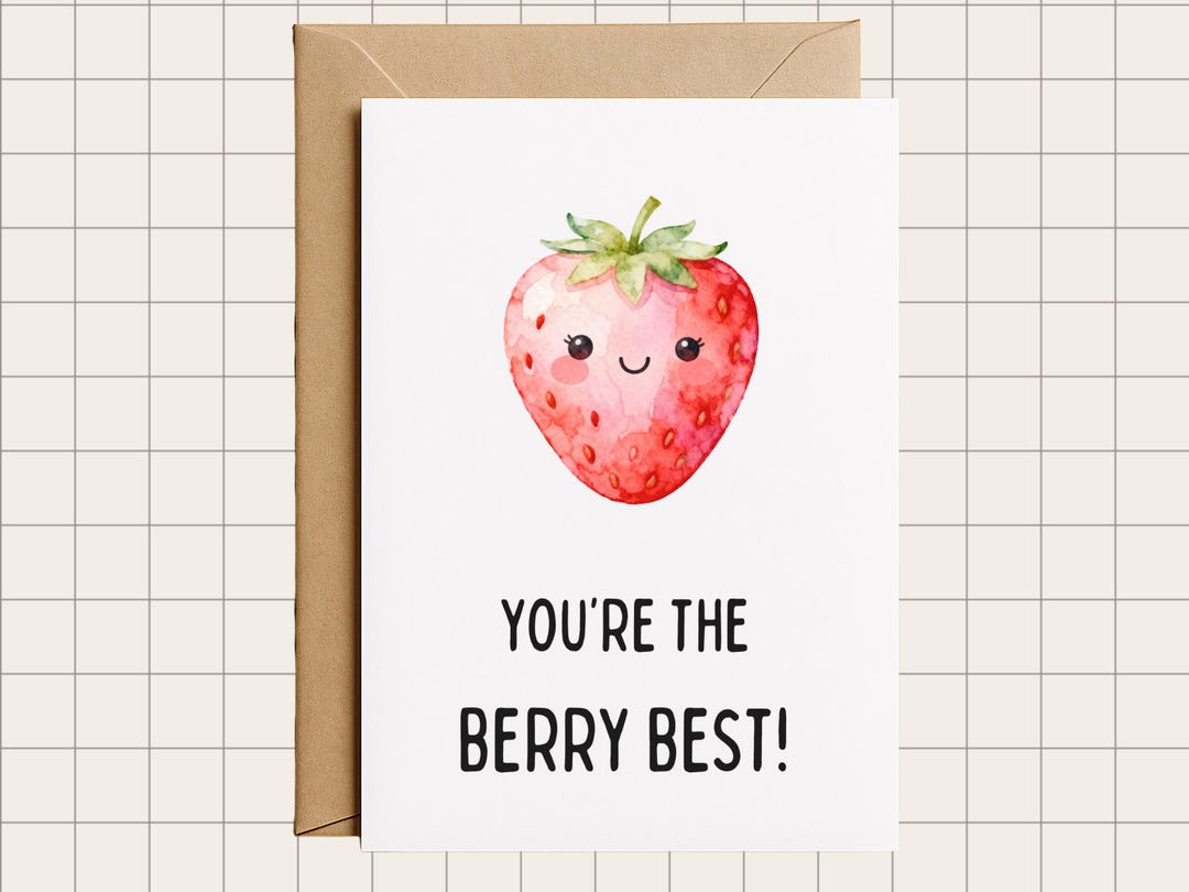 Strawberry Pun Thank You Card, Foodie Gift - Etsy