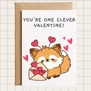 Fox Valentine Card | Animal Greeting for Kids - Etsy