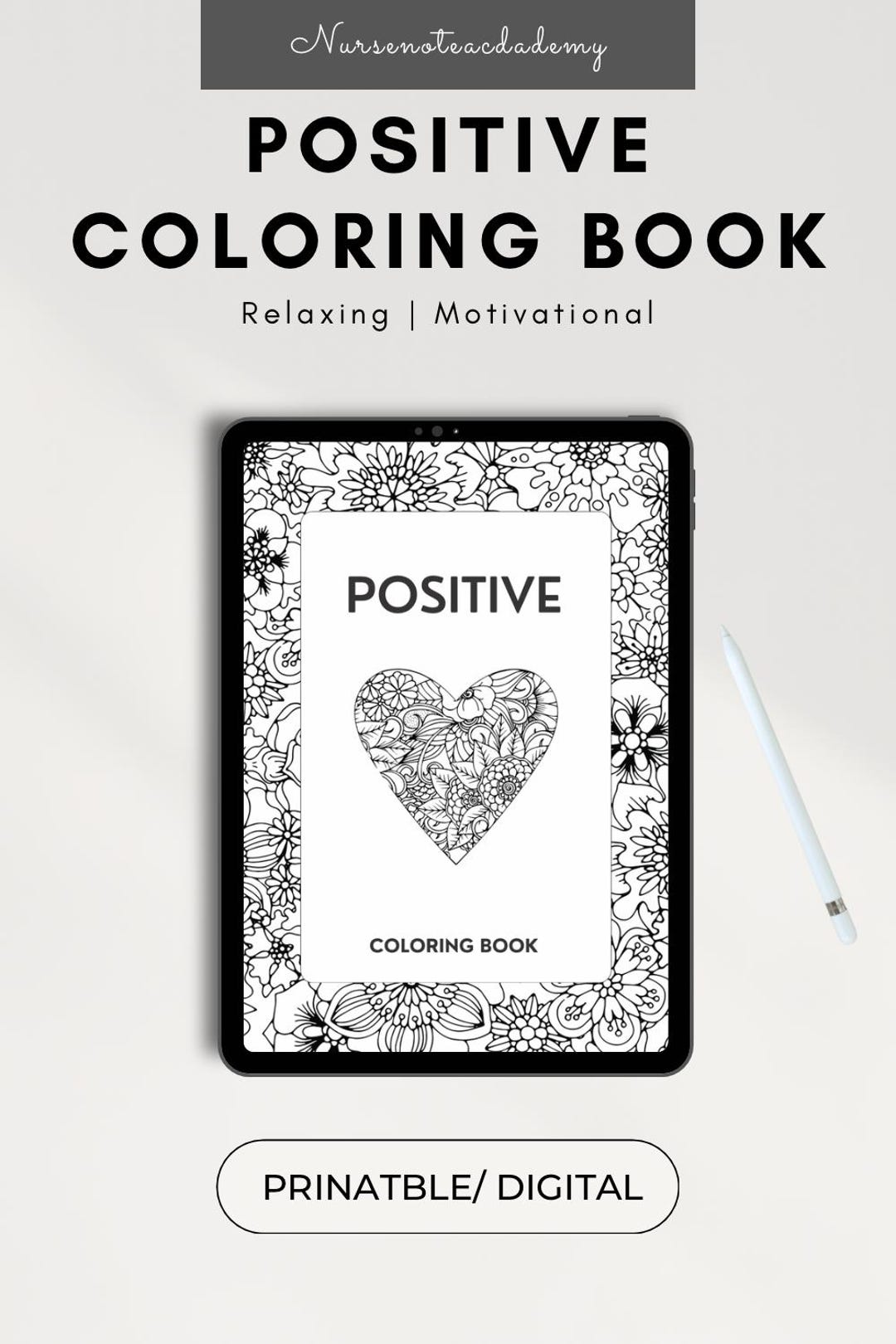 Coloring Book- Digital Positive Coloring Book. Printable. - Etsy