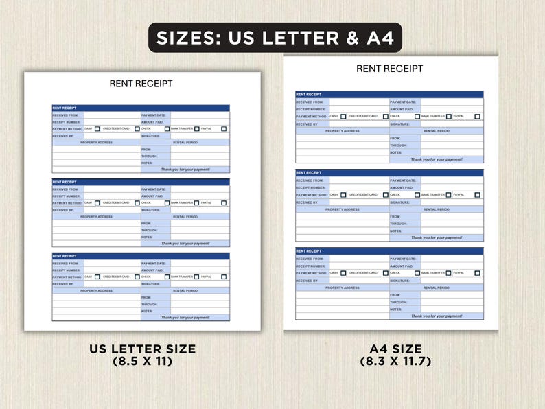 Editable Rent Receipt Template: Landlord Tenant Form (digital Download ...