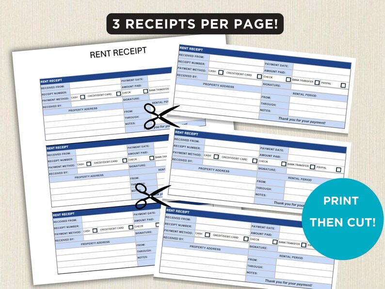 Editable Rent Receipt Template: Landlord Tenant Form (digital Download ...
