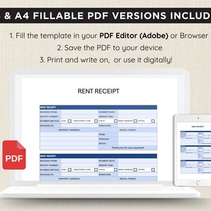 Editable Rent Receipt Template: Landlord Tenant Form (digital Download ...