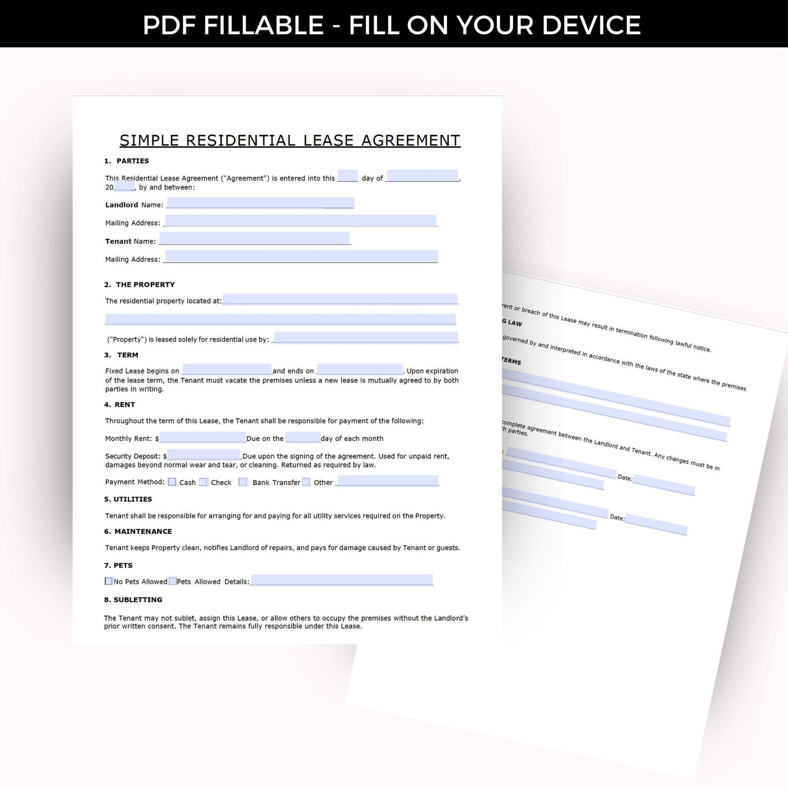 Residential Lease Agreement Pdf, Fillable Rental Housing Contract ...