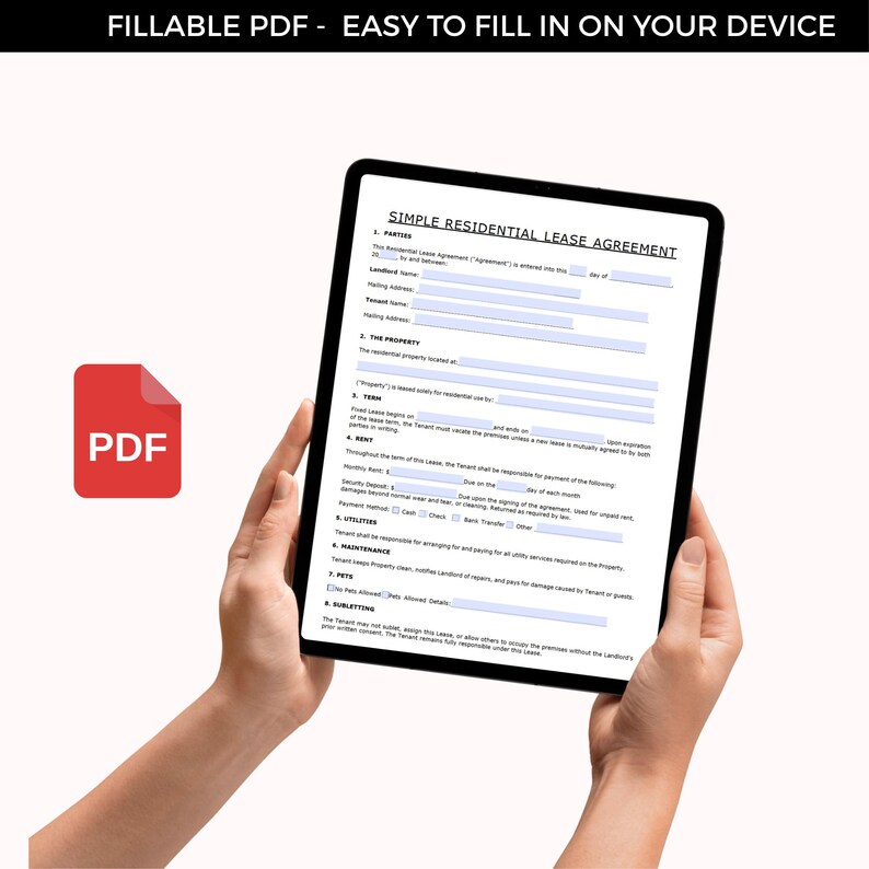 Residential Lease Agreement Pdf, Fillable Rental Housing Contract ...