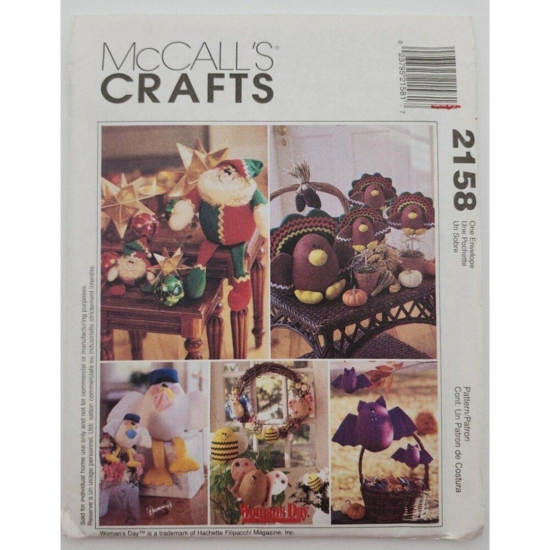 Mccall’s Crafts Sewing Pattern #2158 Seasonal Decorations Pattern Uncut ...