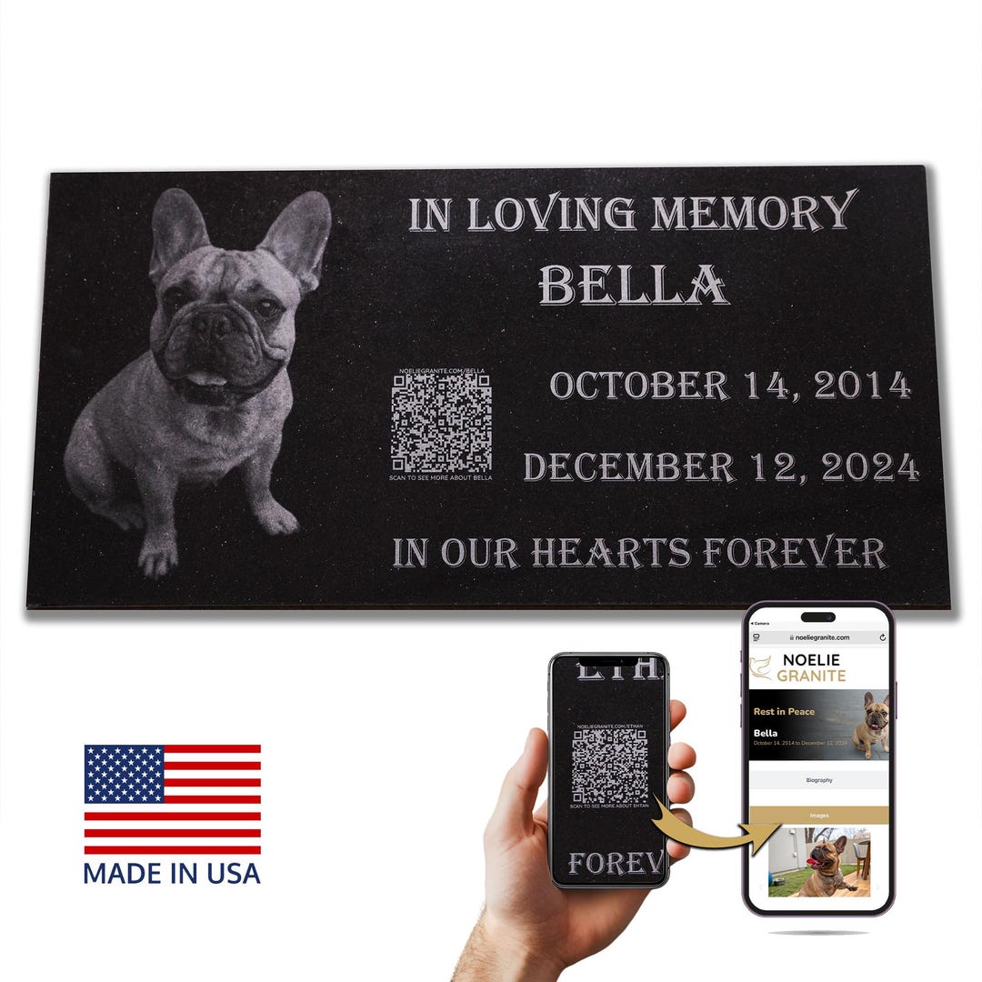 QR Code Memorial Stones and Plaques for Graves, Black Granite ...