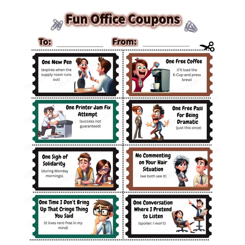 Fun Office Coupons • Coworker Gift Printable • Humor Coupons ...