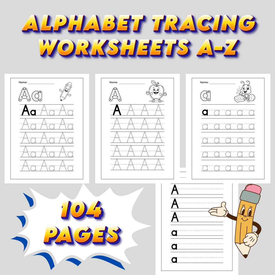 Alphabet Tracing Worksheets A-Z | Preschool & Kindergarten (PDF) - Etsy