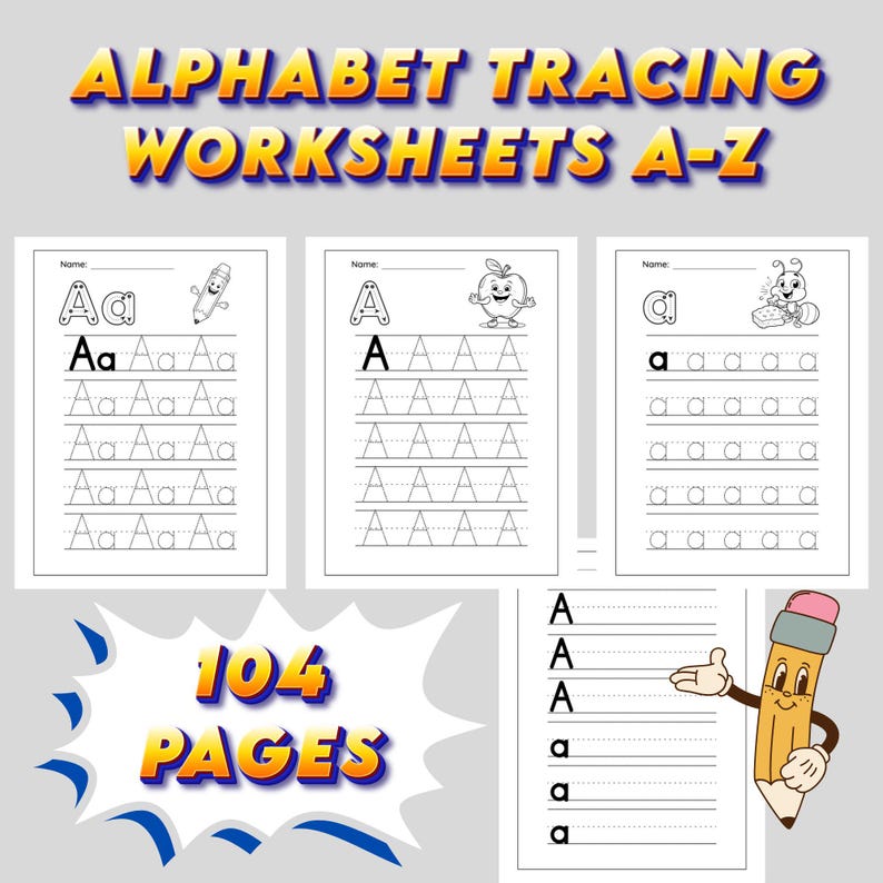 Alphabet Tracing Worksheets A-Z | Preschool & Kindergarten (PDF) - Etsy