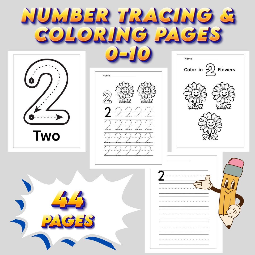 Number Tracing 0-10 | Count & Color Worksheets (PDF Bundle) - Etsy