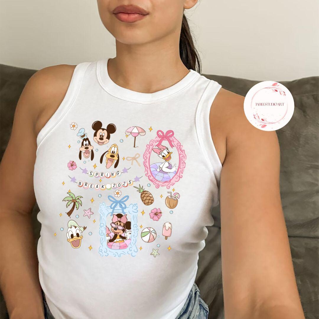 Coquette Bow Disney Spring Break Crop Tank, Disney Girls Trip Baby Tee ...