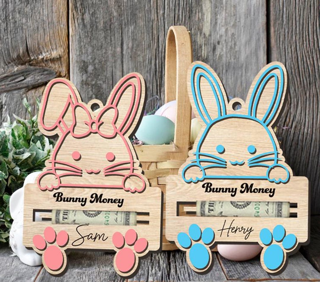 Easter Bunny Money Holder Svg Laser Cut, Bunny Money Holder Svg, Easter ...