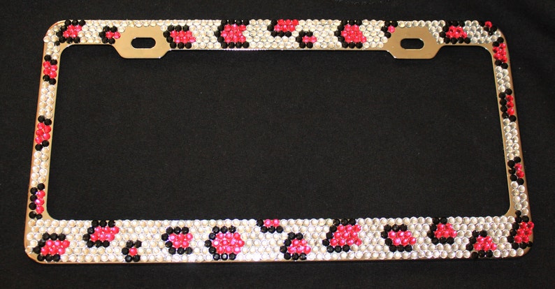 Rhinestone LEOPARD Design ~ Crystal License Plate Frame Bling Handmade ...