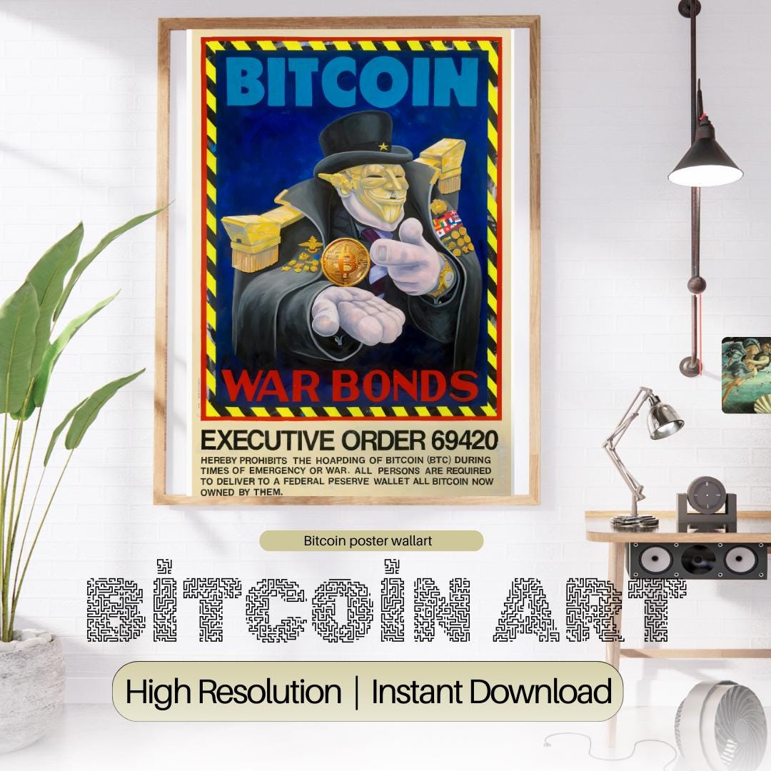 Bitcoin Wall Art Print | Crypto Poster for Home Office Decor | Retro ...