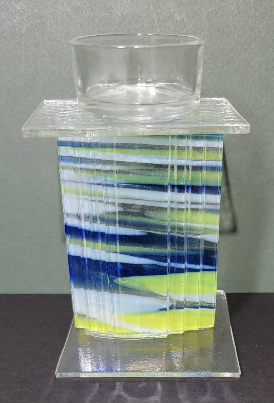 Pair of Art Deco Fused Artisan Glass Tea Light Votive Candle - Etsy