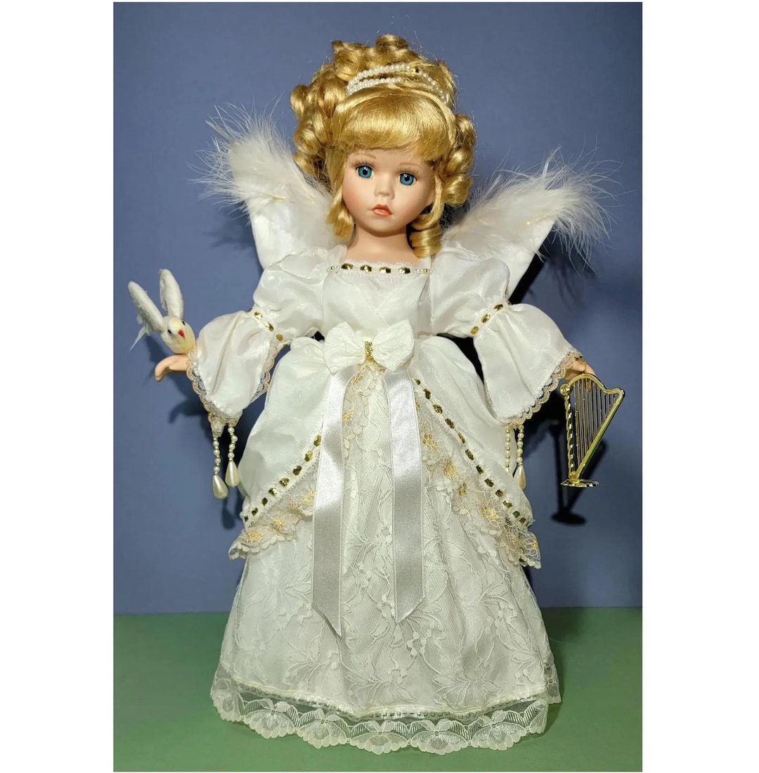 18" Gorgeous Porcelain Guardian Angel Doll by the Brass Key Inc. W ...