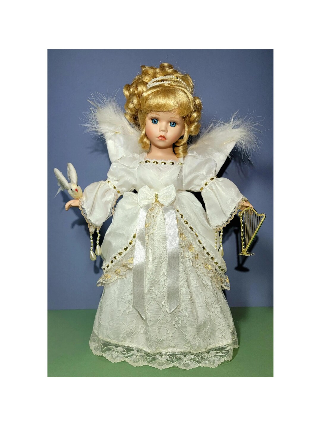 18" Gorgeous Porcelain Guardian Angel Doll by the Brass Key Inc. W ...