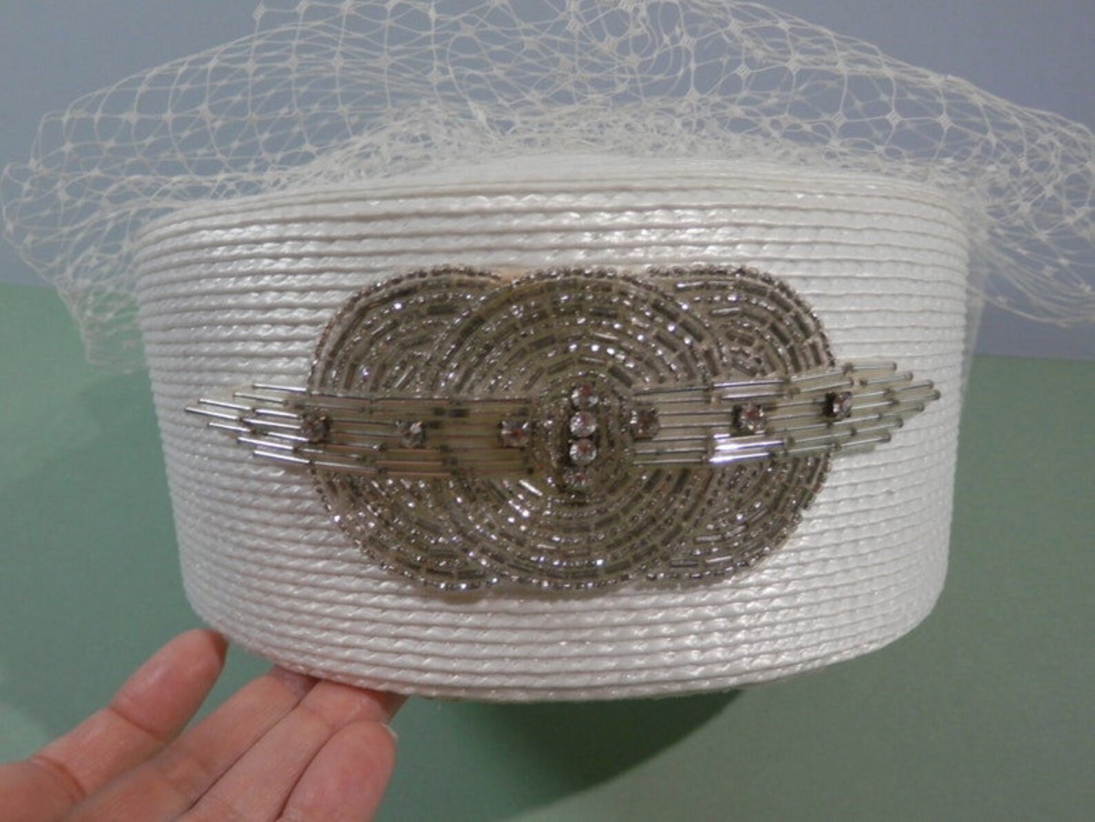 1960s White Pillbox Style Hat by Barbara Wood/ Mesh Netting - Etsy
