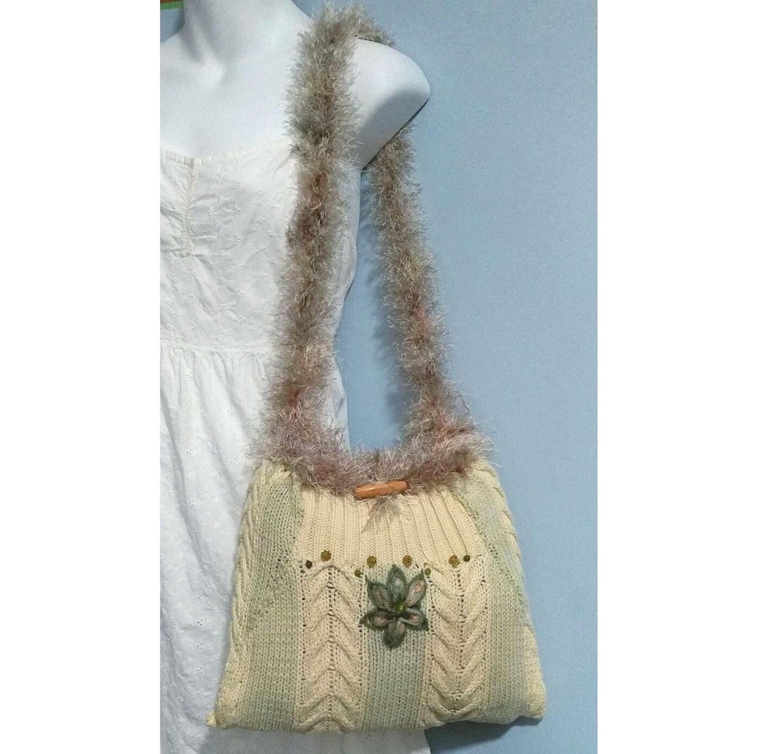 Reversible Sweater Fabric Purse Two-in-one Upcycle Machine Knit ...
