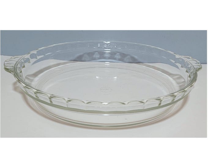 1960s 9.5" Pyrex Clear Glass Round Pie Dish Fluted Scallop Edge Deep ...