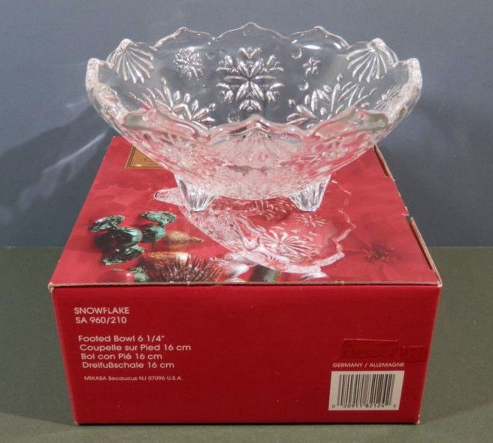 1990s 6.5 Boxed Mikasa Footed Snowflake Crystal Cut | Etsy