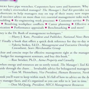 The Manager's Tool Kit Paperback Book Self Help Work Management Office ...