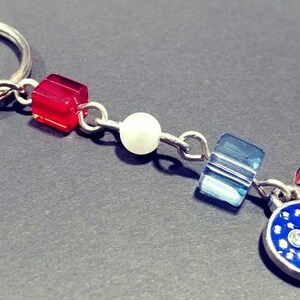5 Long Silvertone Star Charm Key Ring W/ Red Clear & - Etsy