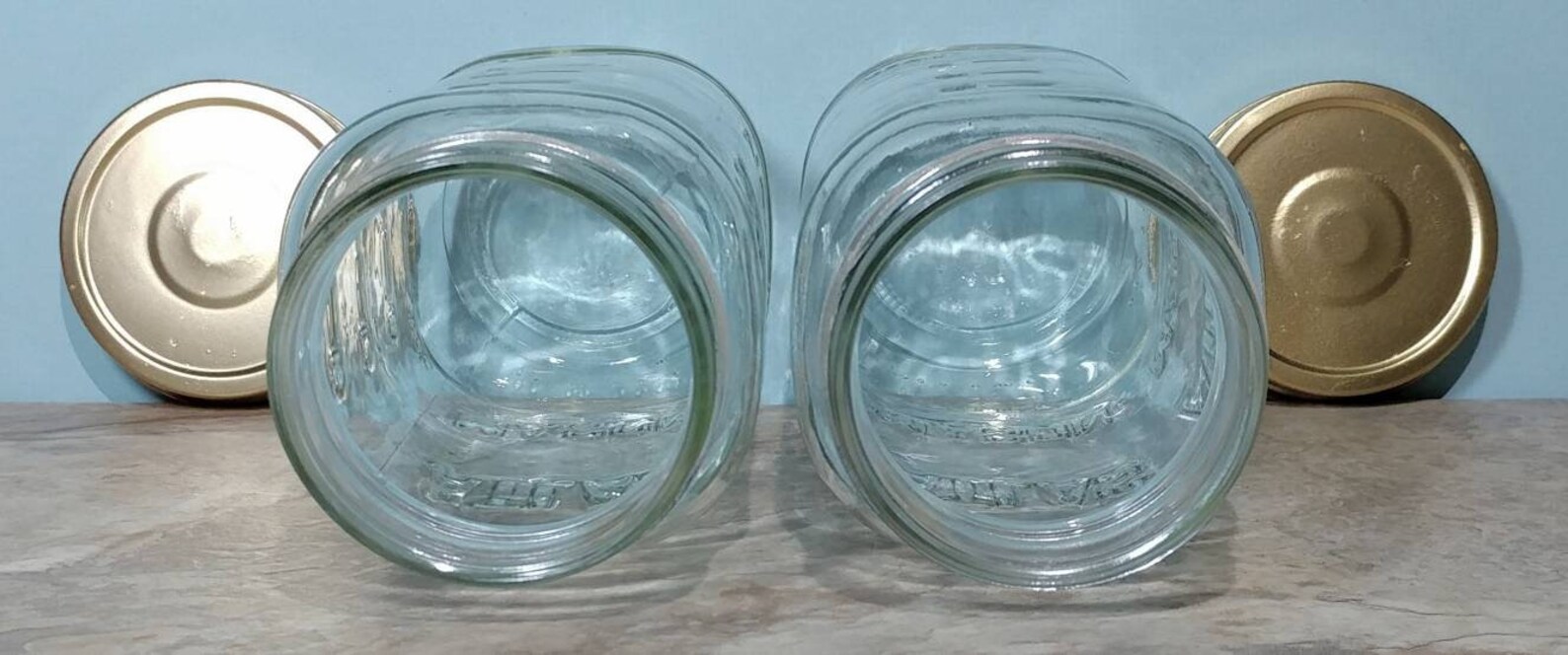 2 Matching 6.5 Tall Clear Glass Atlas Mason Jars Gold | Etsy