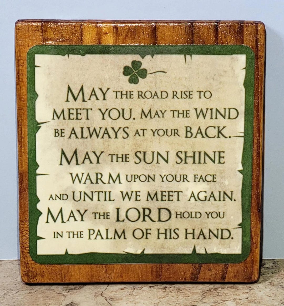6x5.5" Irish Blessing Chestnut Stained Wood Plaque Wedding Toast Prayer ...