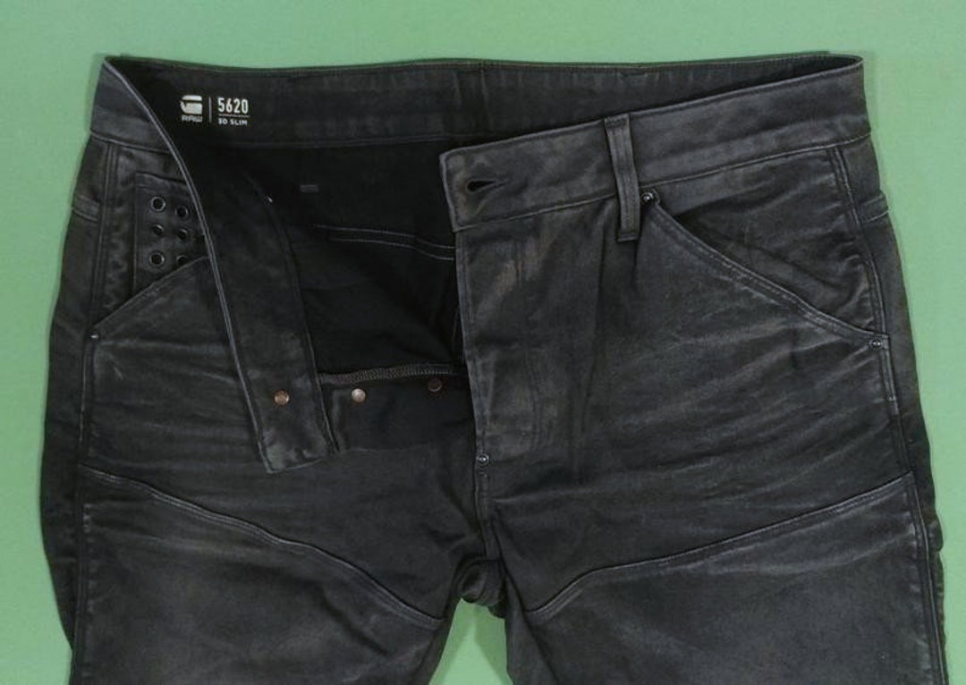 2000s 36W 32 Inseam 12.5 Rise Black Stretch Denim Jeans g RAW 5620 3D ...