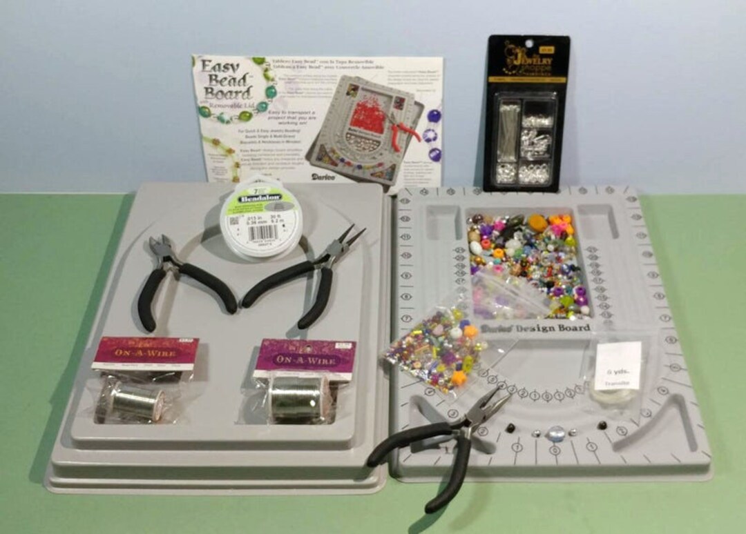 SALE 14 Pc Deluxe Beginner Jewelry Making Kit Complete W/flock Bead ...