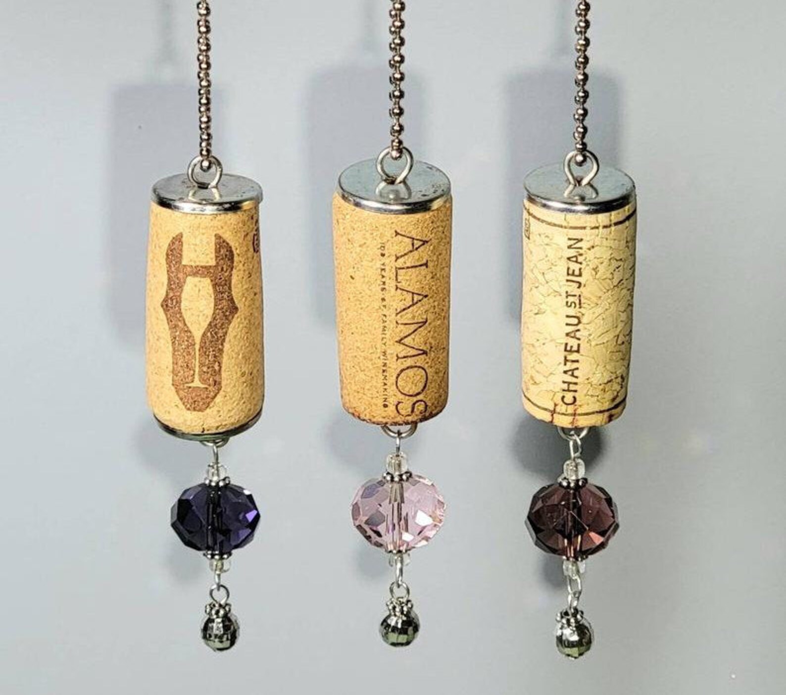 5.25 Natural Beaded Wine Cork Key Chain/fob Set Upcycled - Etsy