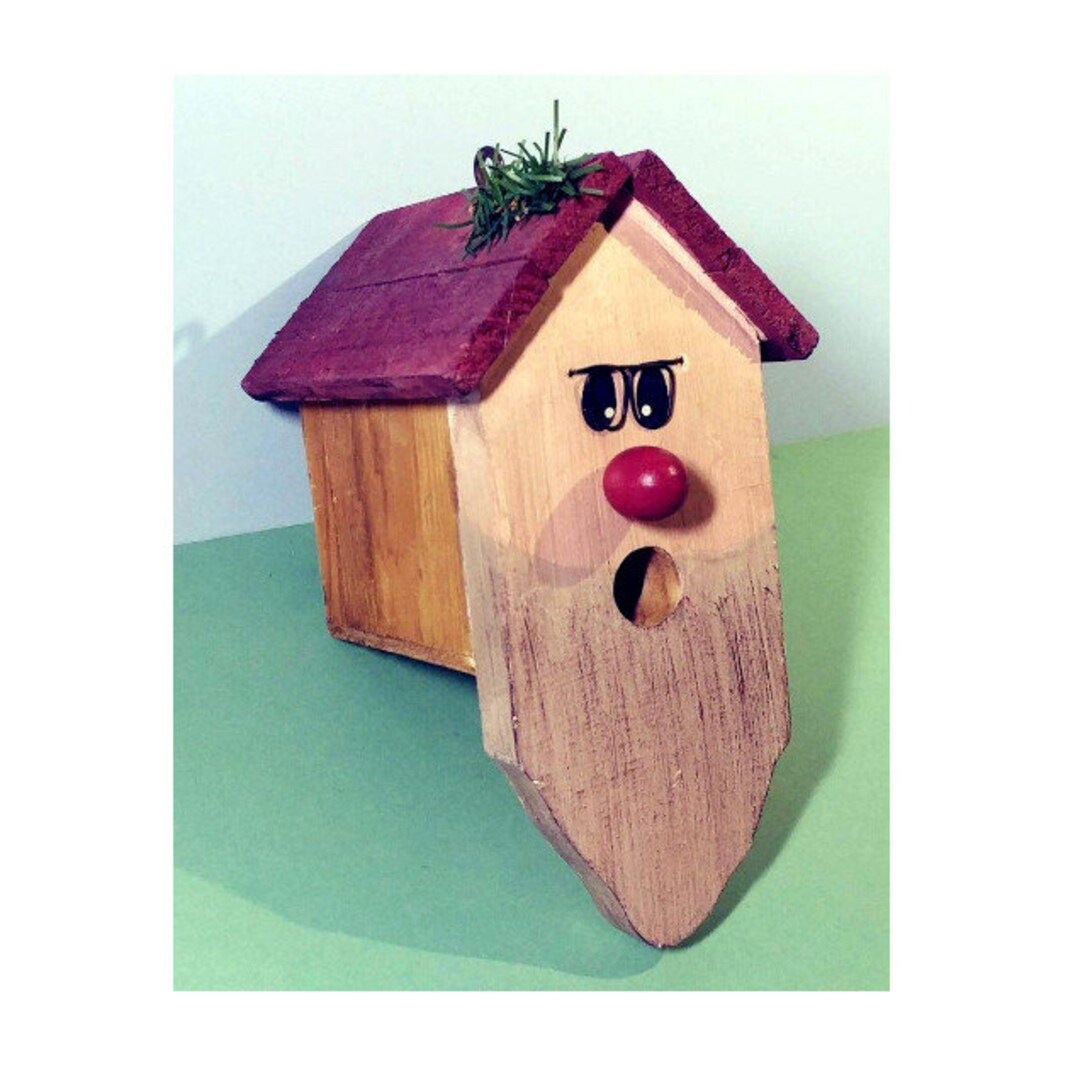 9t Whimsical Wood Face Design Birdhouse W/hanger Hand Painted Country ...