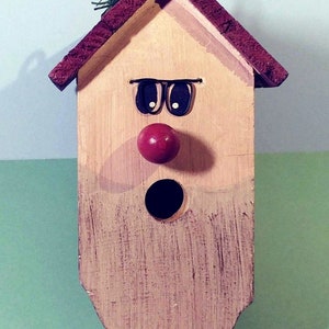 9"t Whimsical Wood Face Design Birdhouse W/hanger Hand Painted Country ...