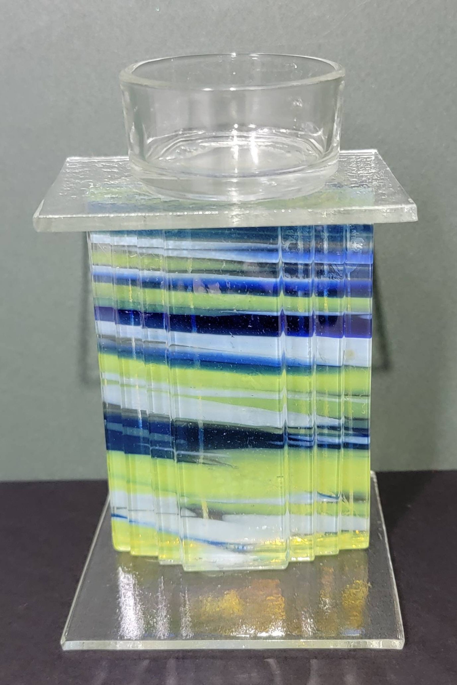 Pair of Art Deco Fused Artisan Glass Tea Light Votive Candle - Etsy
