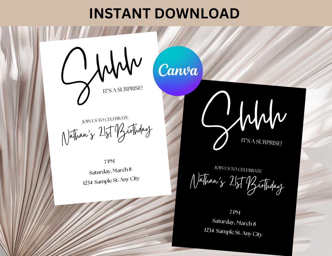 SHH Surprise Party Invitation, Surprise Party Invite, SHH Surprise ...