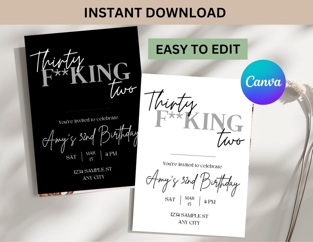 Thirty Two Birthday Invitation Template, Minimalist 30th Birthday ...