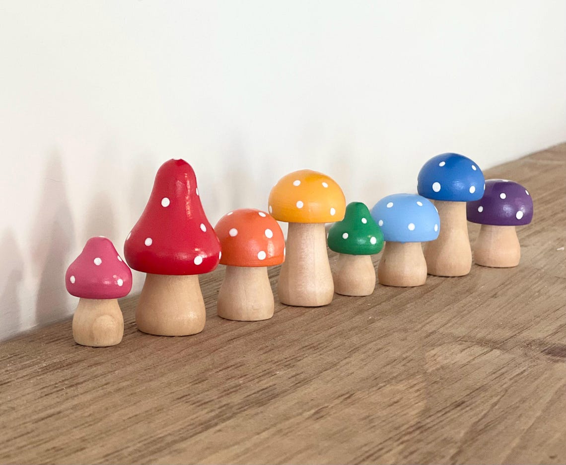 Rainbow Mushroom Sorting Toy – Montessori Fine Motor Skills Educational ...