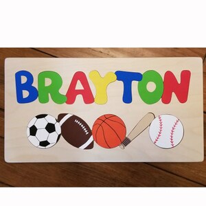 Wooden Custom Name Puzzle Any ONE Name Sports Theme & Free Shipping - Etsy