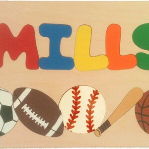 Wooden Custom Name Puzzle Any ONE Name Upper/lowercase & Sports Theme ...