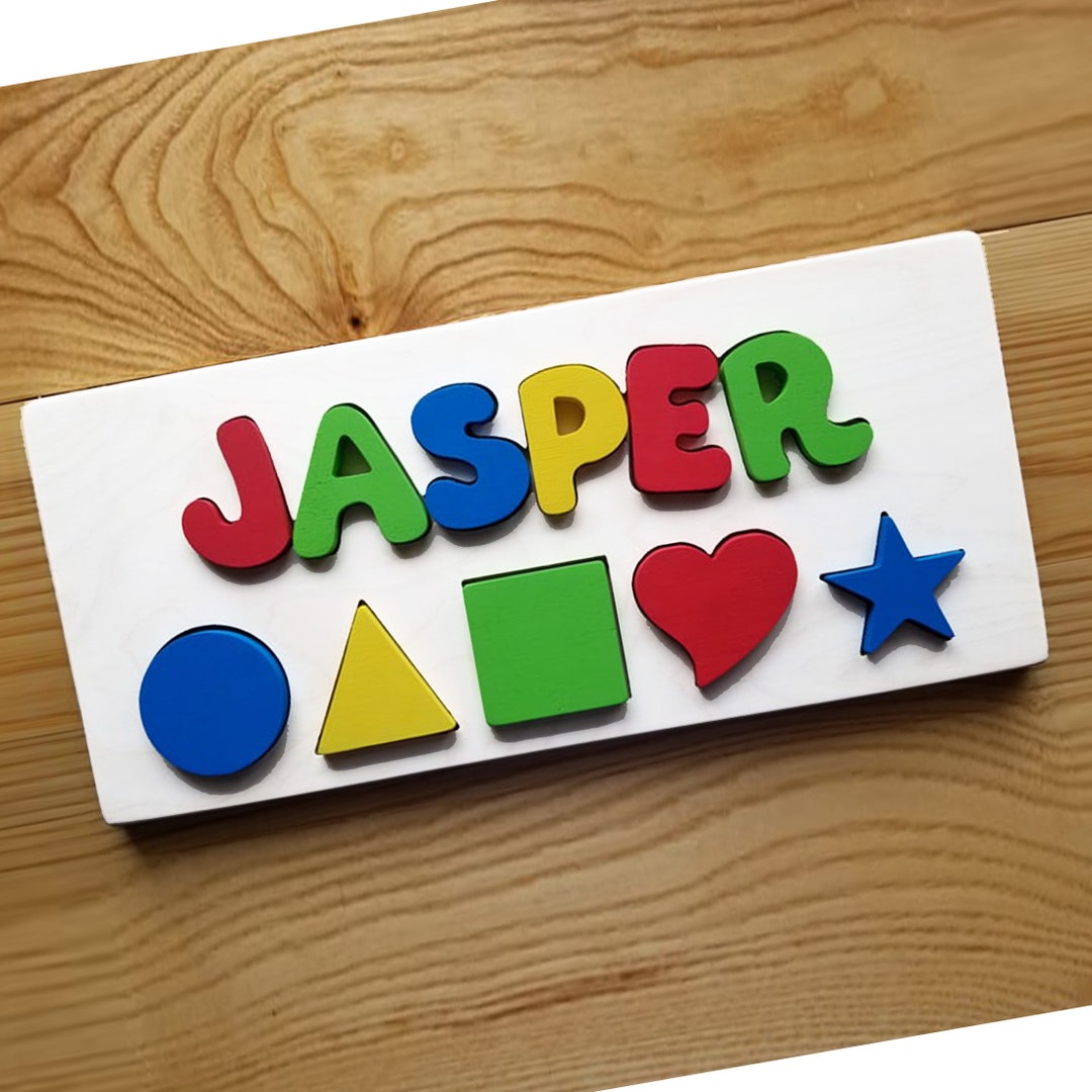 Custom Wood One Name Puzzle With 5 Shapes circle, Triangle, Square ...