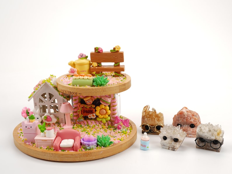 Rocky Pet Pink Music Paradise: Crystal Pet Clay Resin Miniature - Etsy