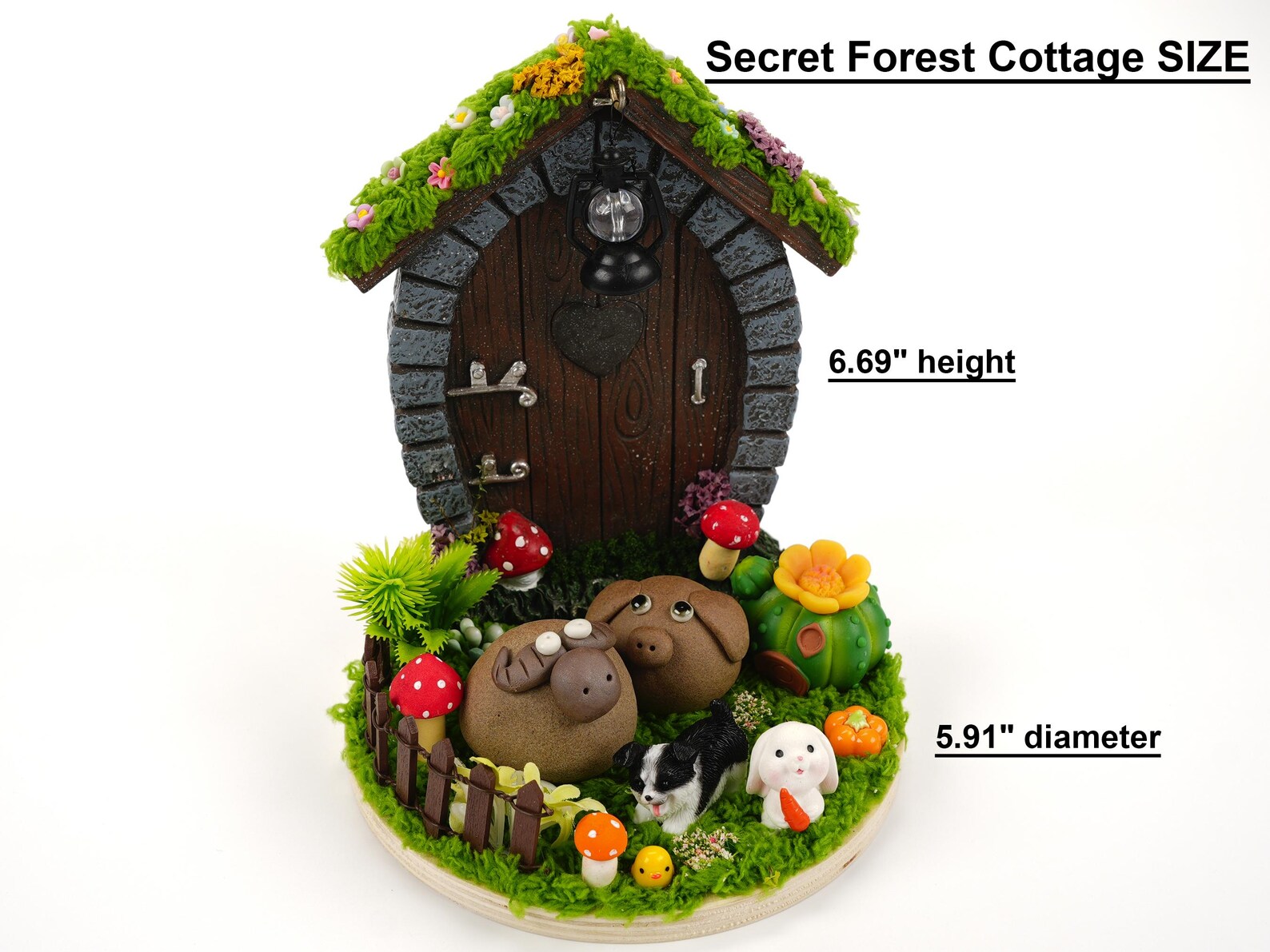 Secret Forest Cottage Desktop Garden: Hand-carved Stone Pets & Pine ...
